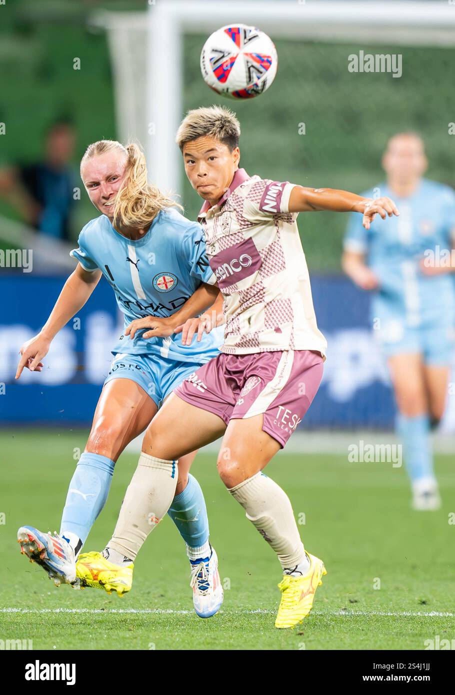Melbourne, Australia. 11th Jan, 2025. Brisbane Roar's Momo Hayashi (R ...