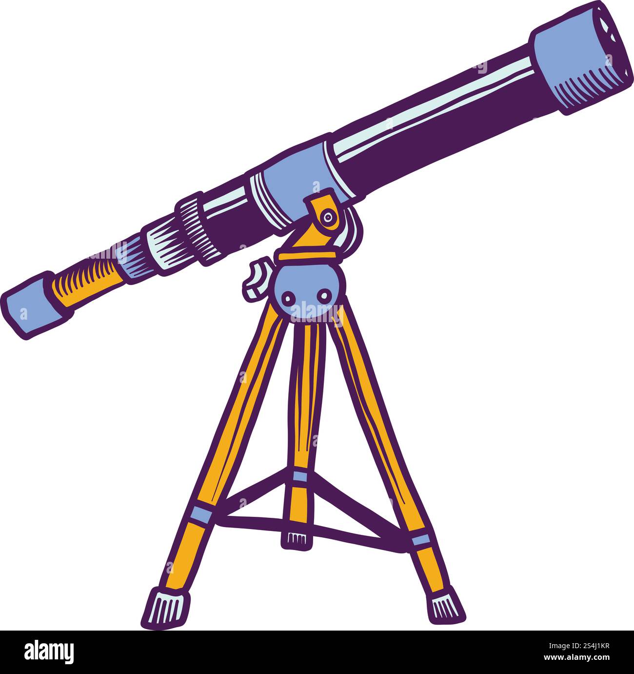 Space telescope icon. Hand drawn illustration of space telescope vector ...
