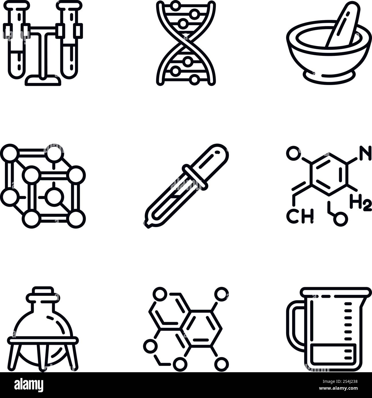 Chemistry science icon set. Outline set of 9 chemistry science vector ...