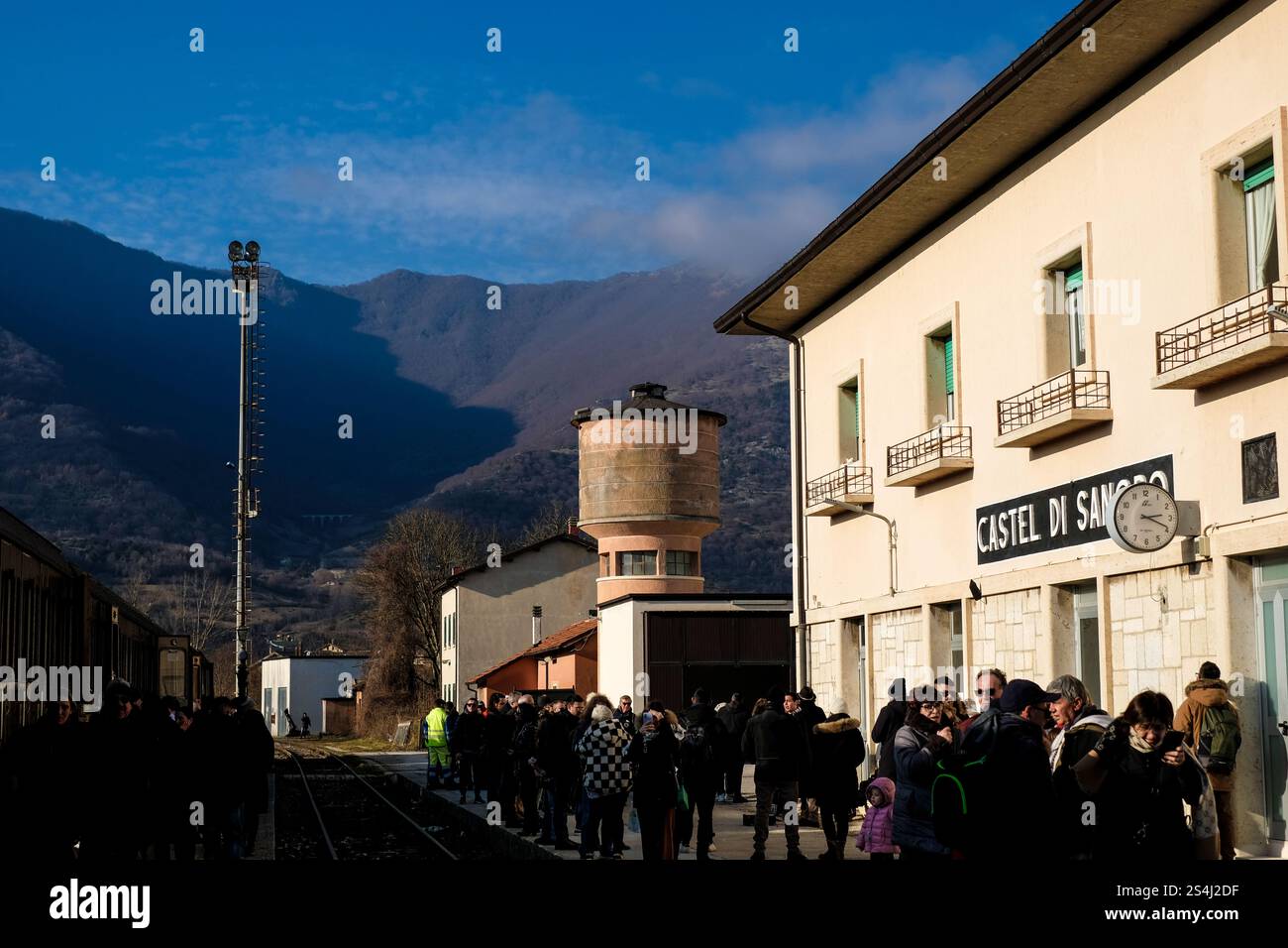 An old train at Castel di Sangro station in Castel di Sangro, Italy ...