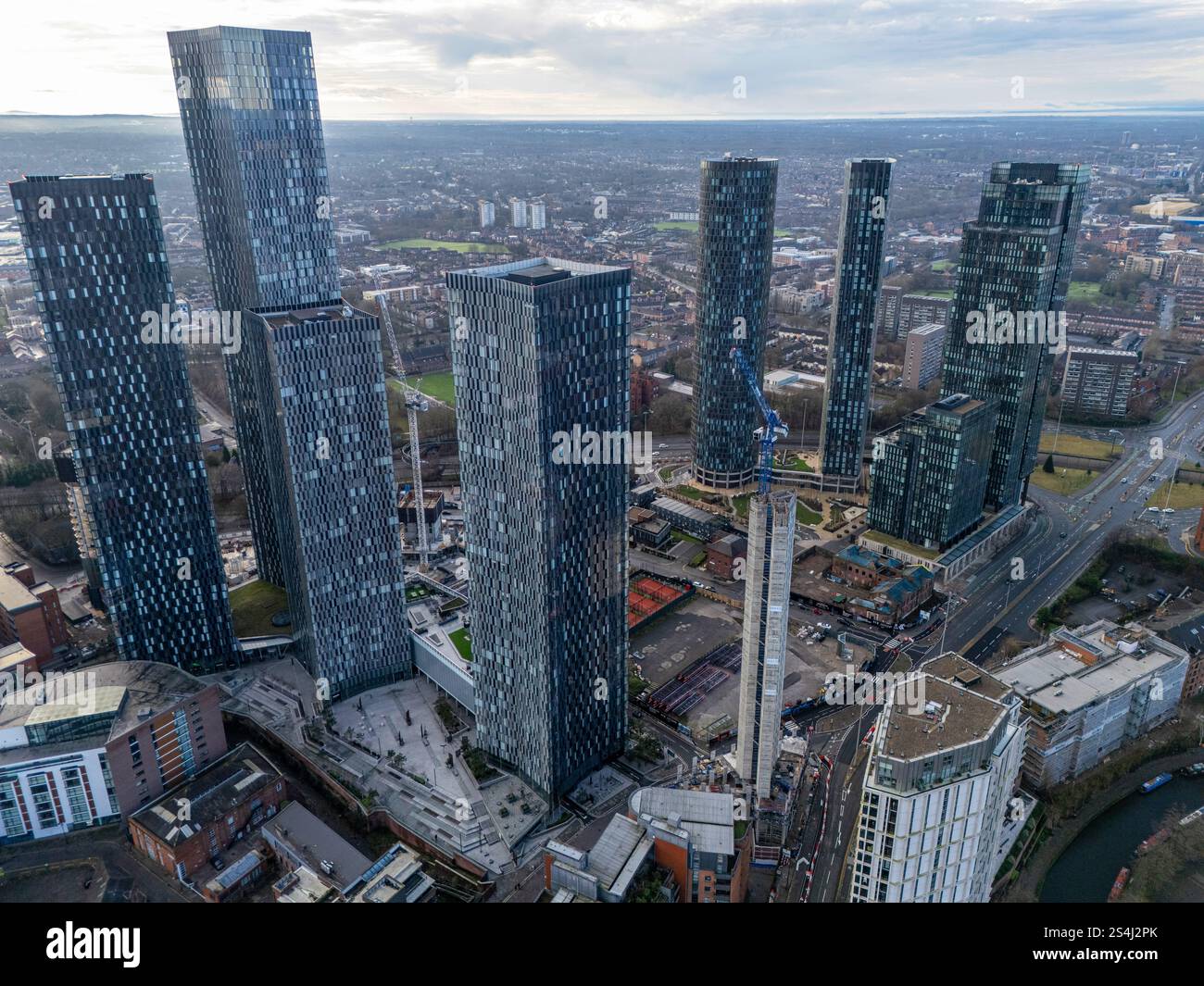 Aerial image of Skyscrapers at Deansgate Square in Manchester UK Stock ...