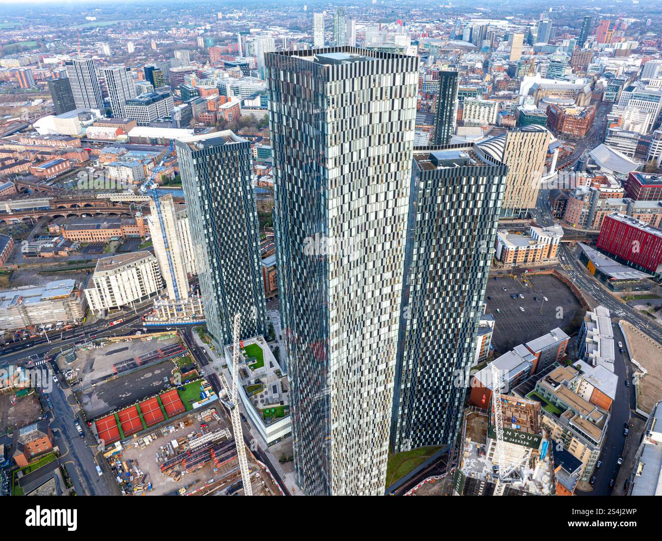 Aerial image of Skyscrapers at Deansgate Square in Manchester UK Stock ...