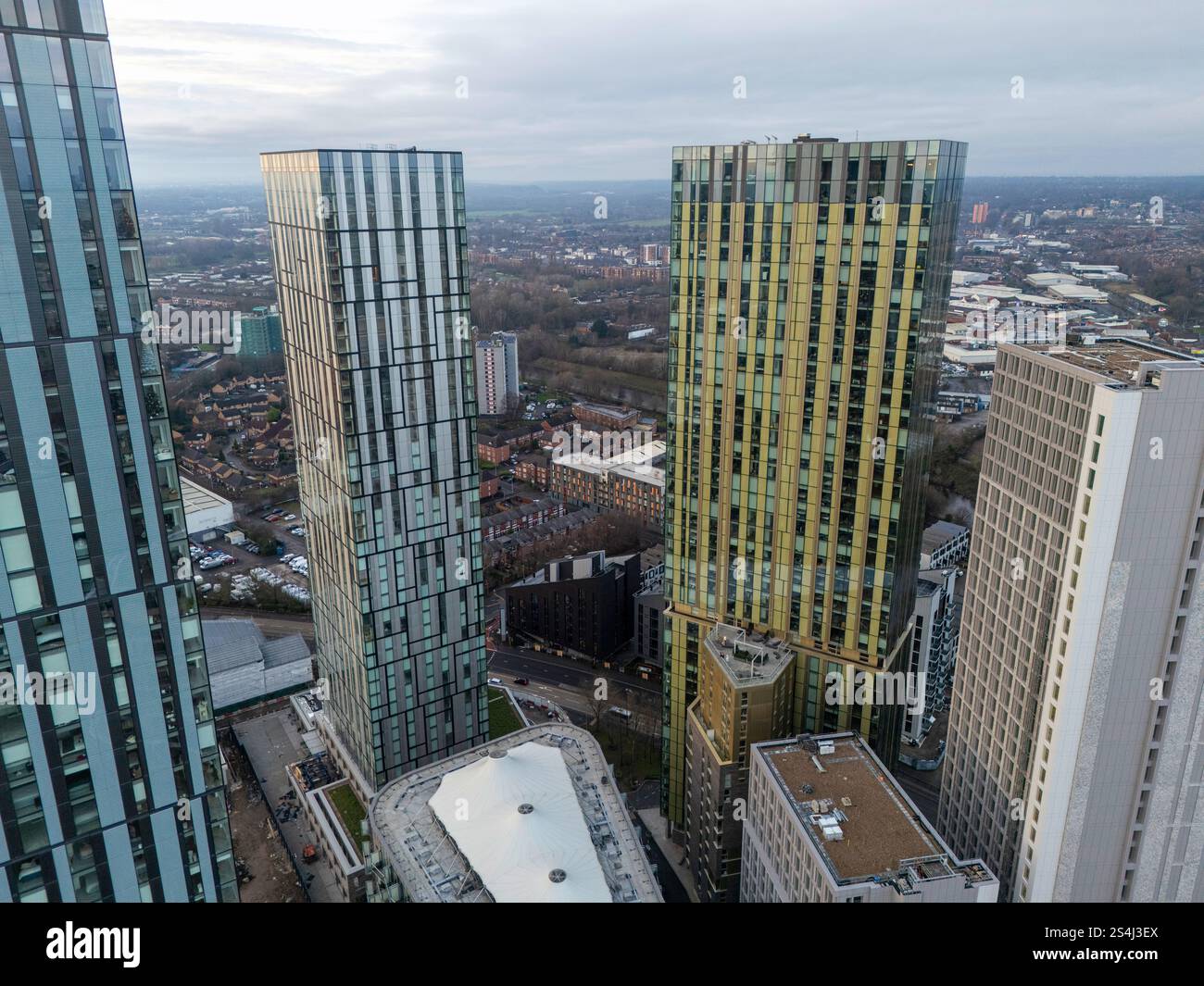 Aerial image of the high-rises at Green Gate Salford featuring ...
