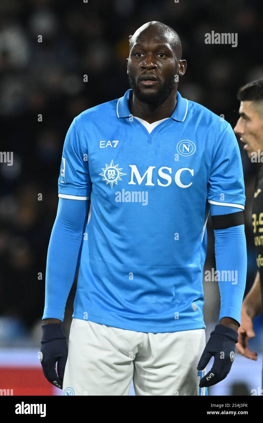 Naples, Italy. 12th Jan, 2025. Romelu Lukaku of SSC Napoli look at ...