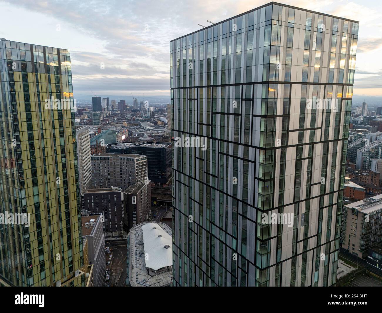 Aerial image of the high-rises at Green Gate Salford featuring ...