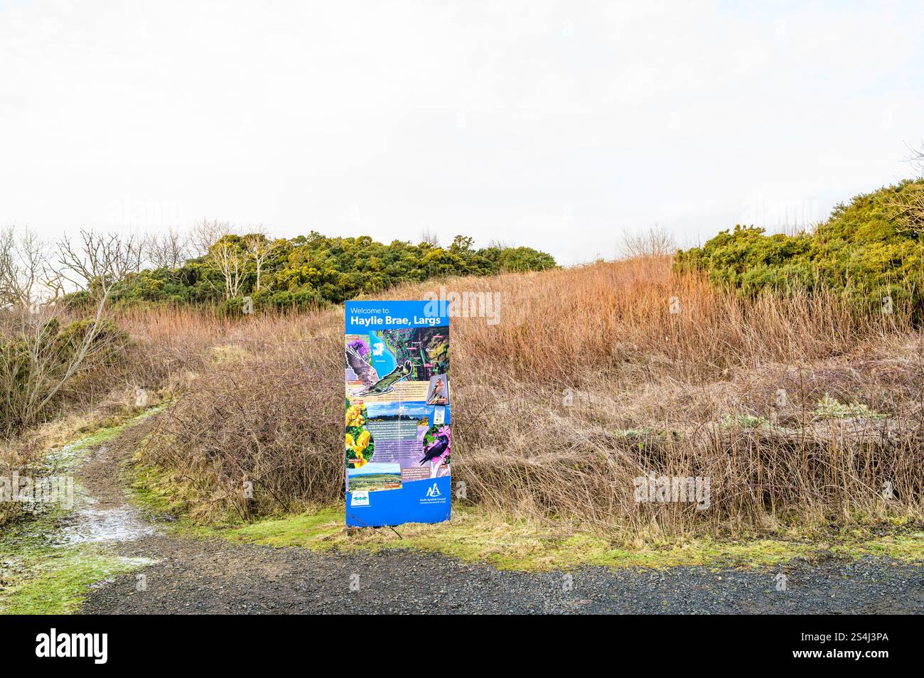 Sign in the car park at the Haylie Brae viewpoint, Largs, North ...