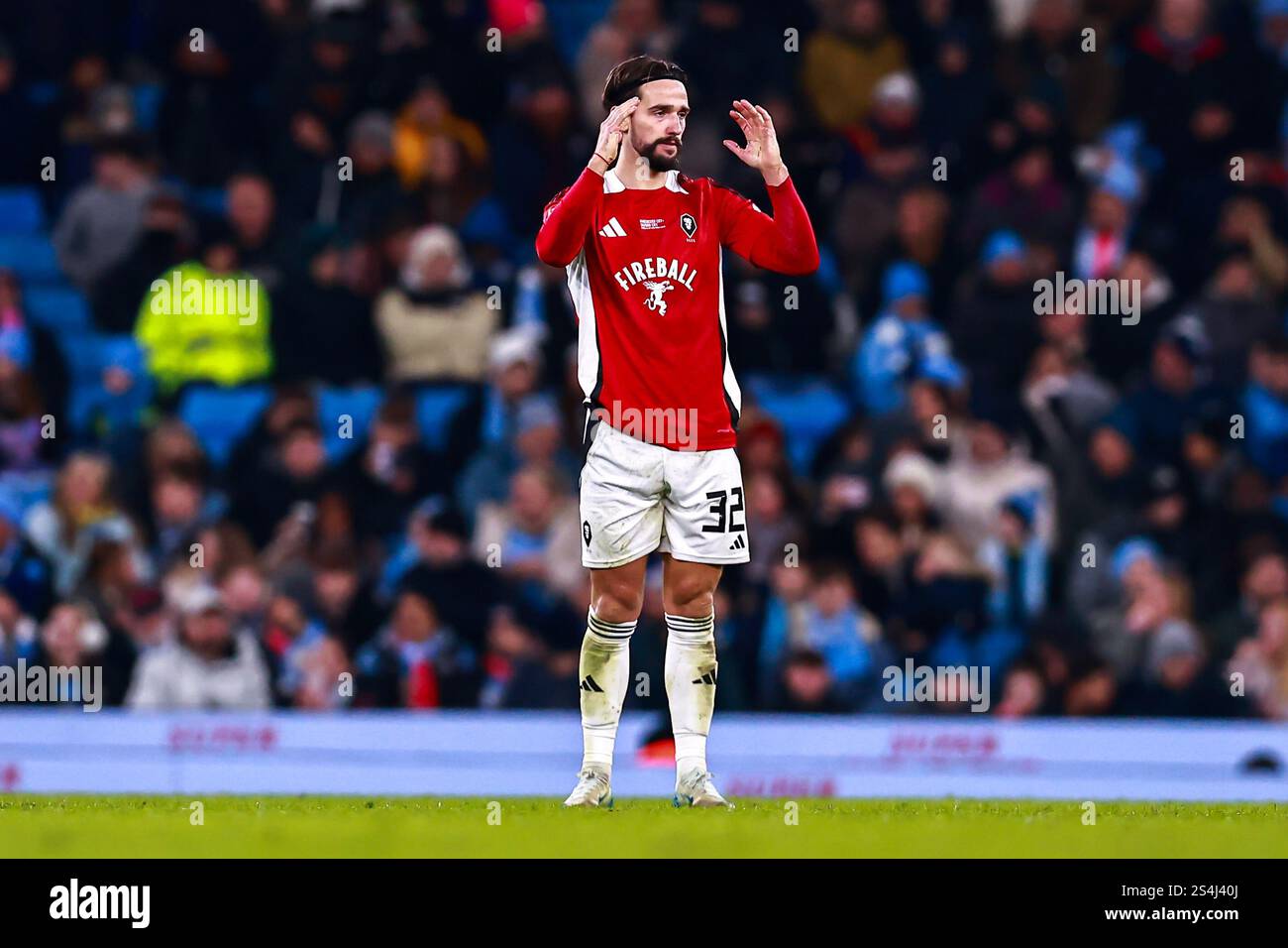Manchester, UK. 11th Jan, 2025. Liam Shephard of Salford City during the Manchester City FC v ...