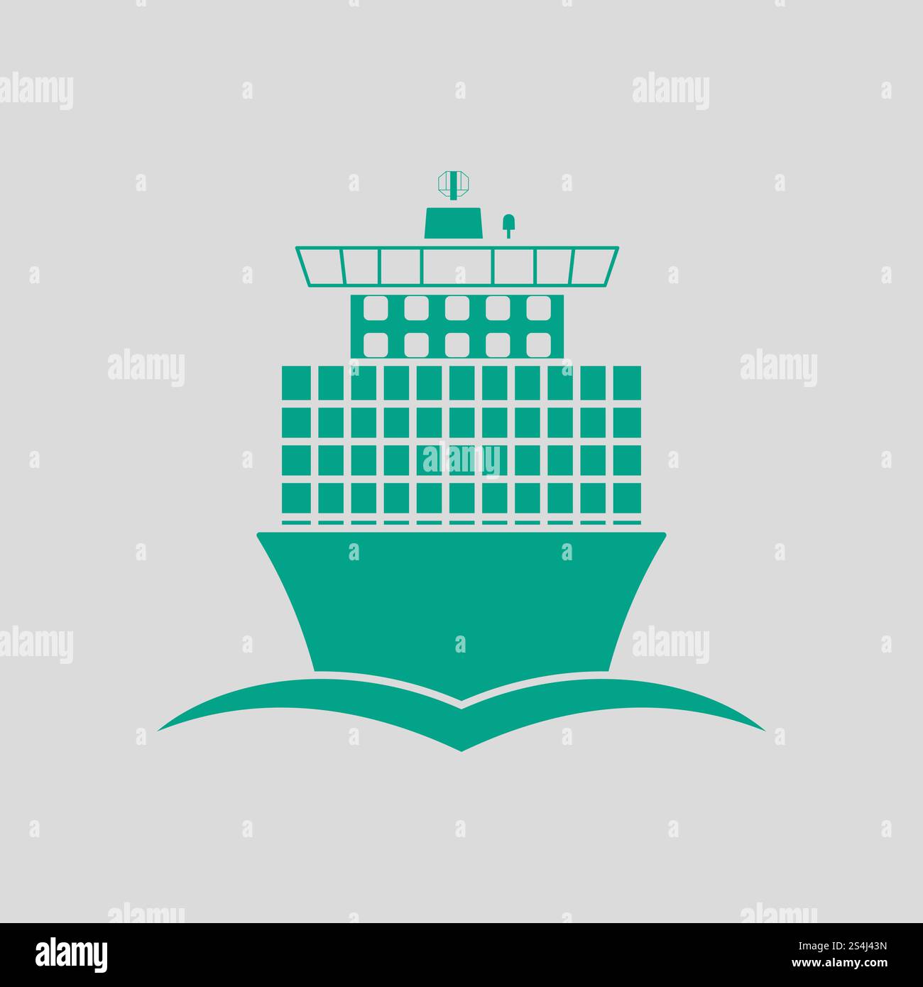Container Ship Icon Front View. Green on Gray Background. Vector ...