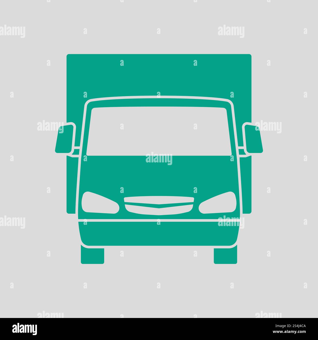 Van Truck Icon Front View. Green on Gray Background. Vector ...