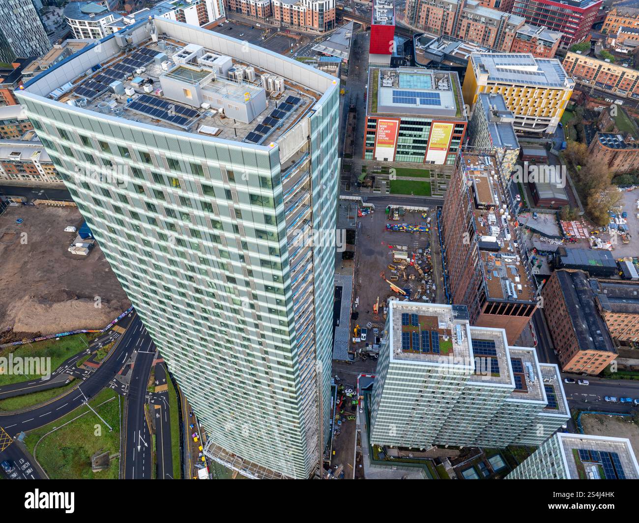 Aerial image over the Square Gardens development in Manchester UK Stock ...