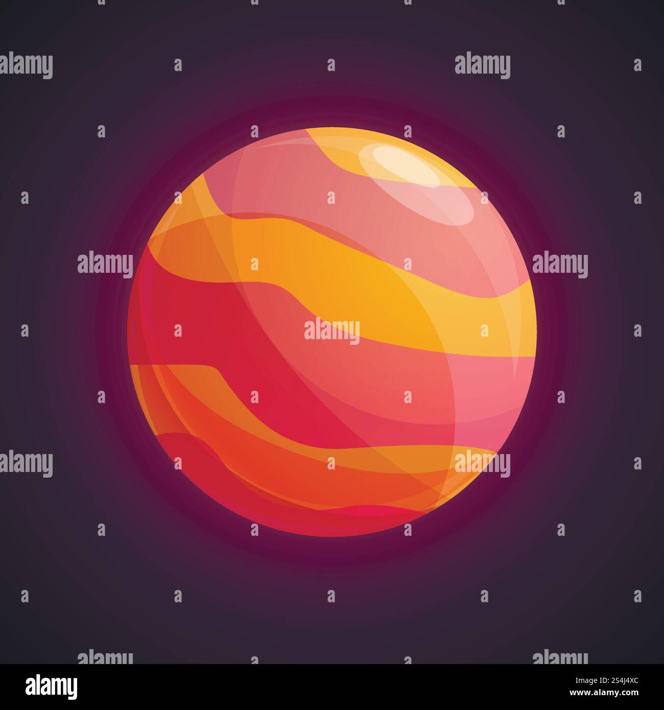 Red yellow planet icon. Cartoon of red yellow planet vector icon for ...