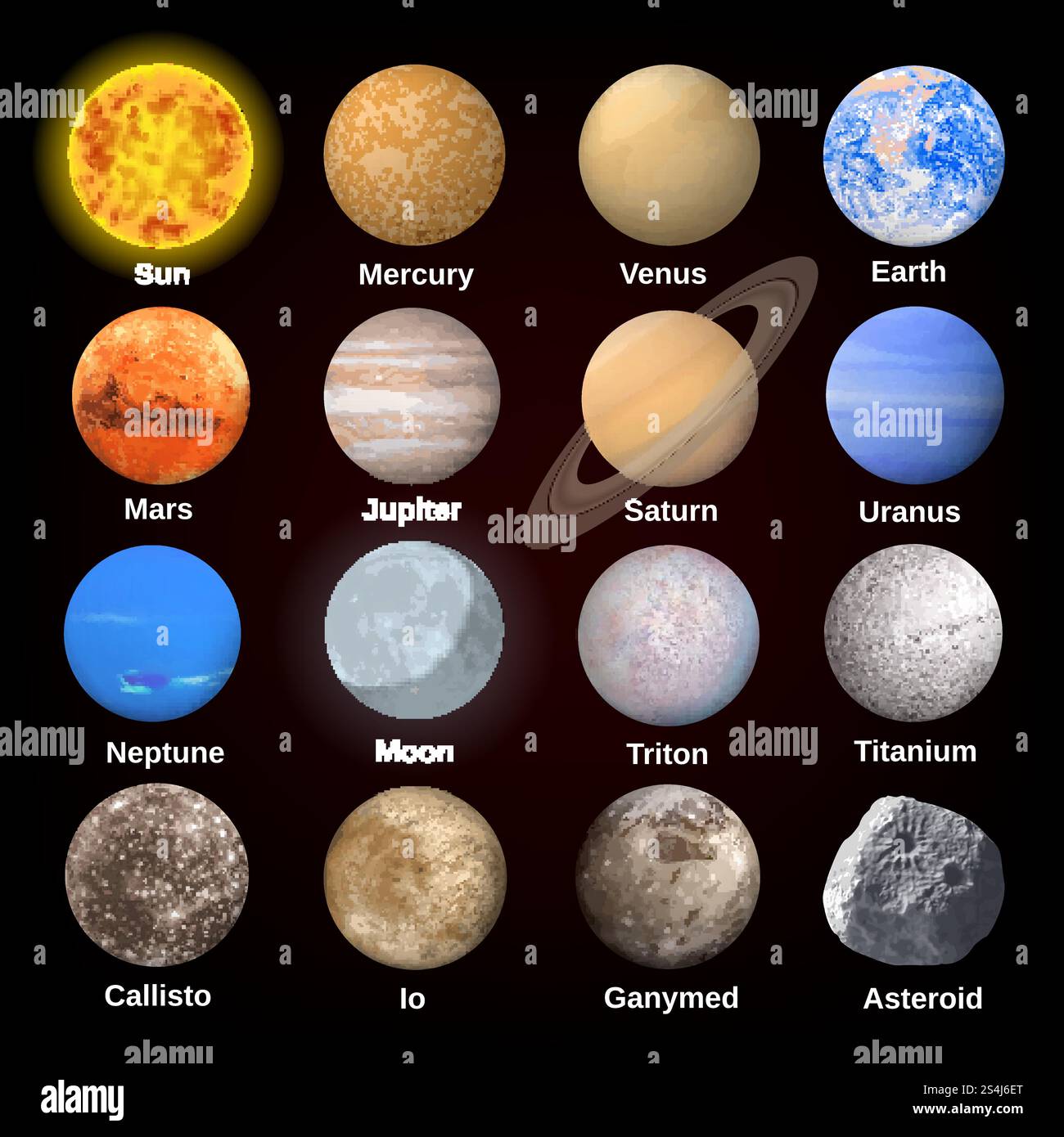 Planets icon set. Realistic set of planets vector icons for web design ...