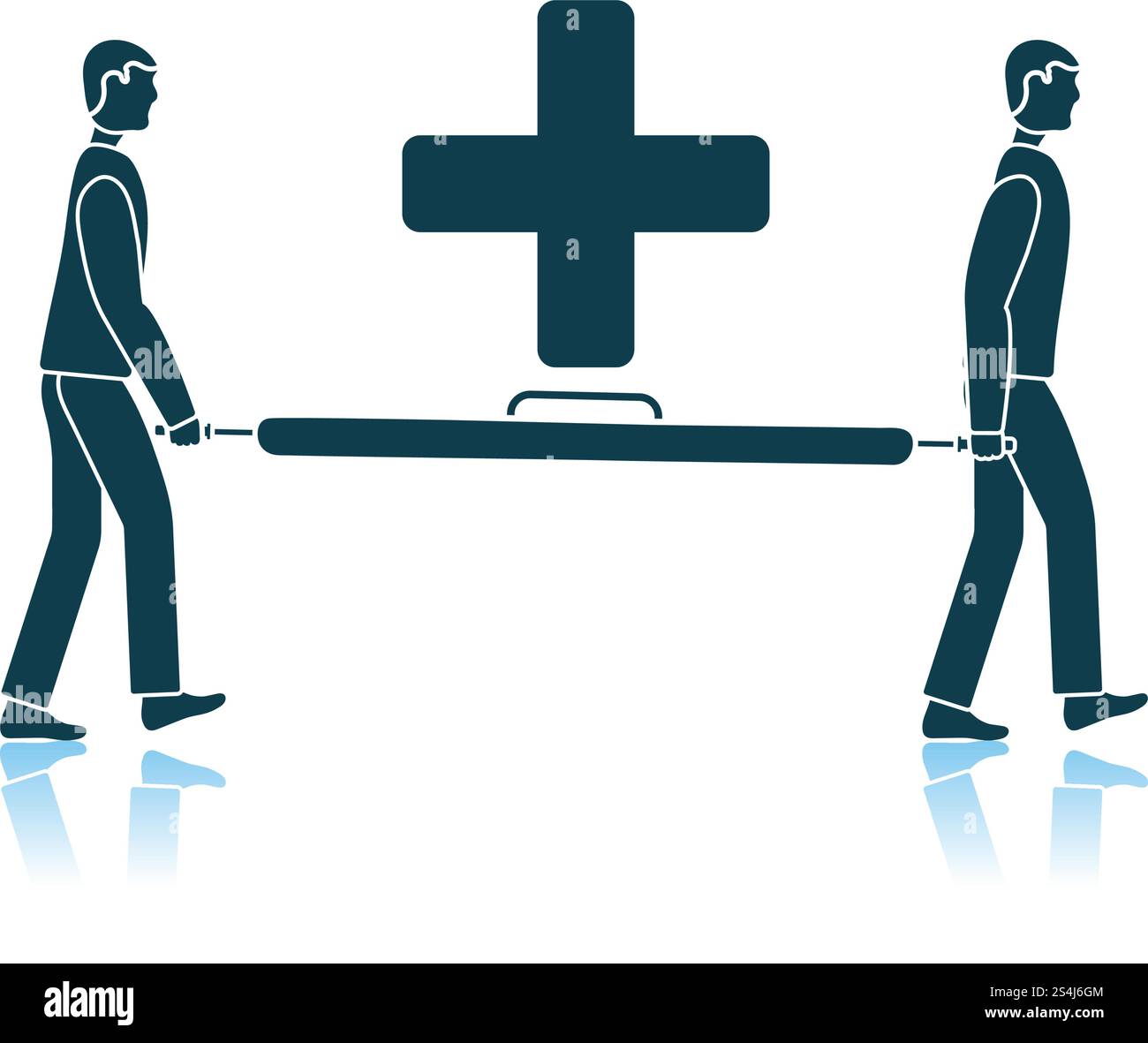 Soccer Medical Staff Carrying Stretcher Icon. Shadow Reflection Design ...