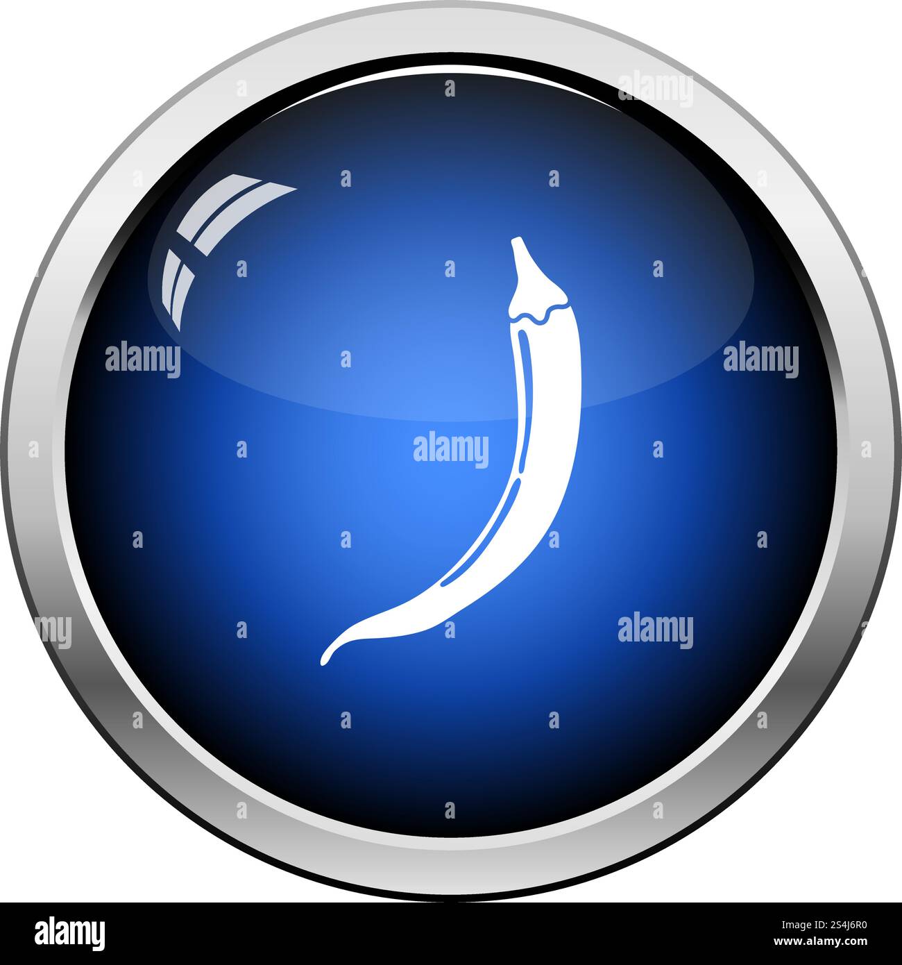 Chili Pepper Icon. Glossy Button Design. Vector Illustration Stock ...