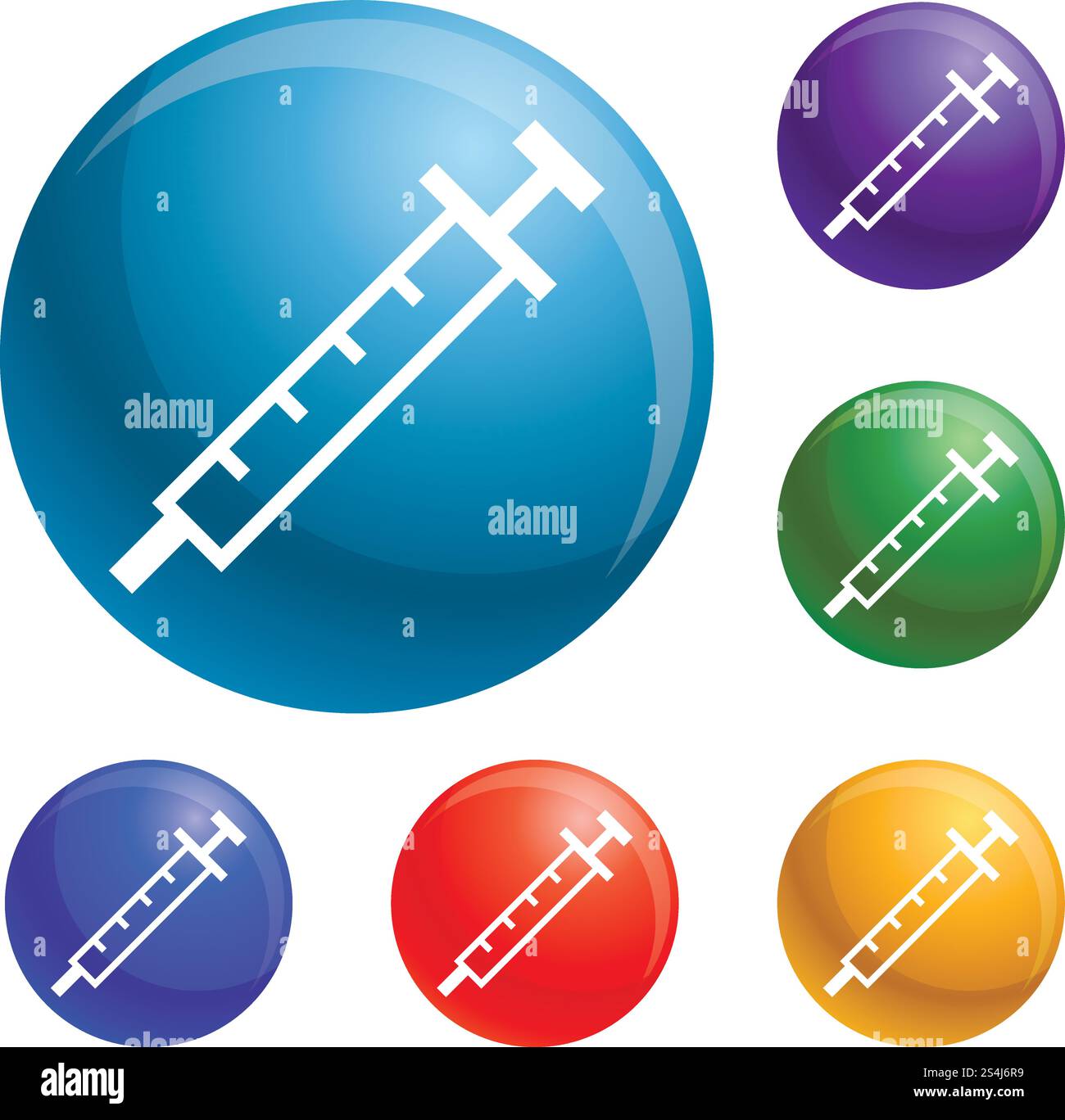 Insuline syringe icons set vector 6 color isolated on white background ...