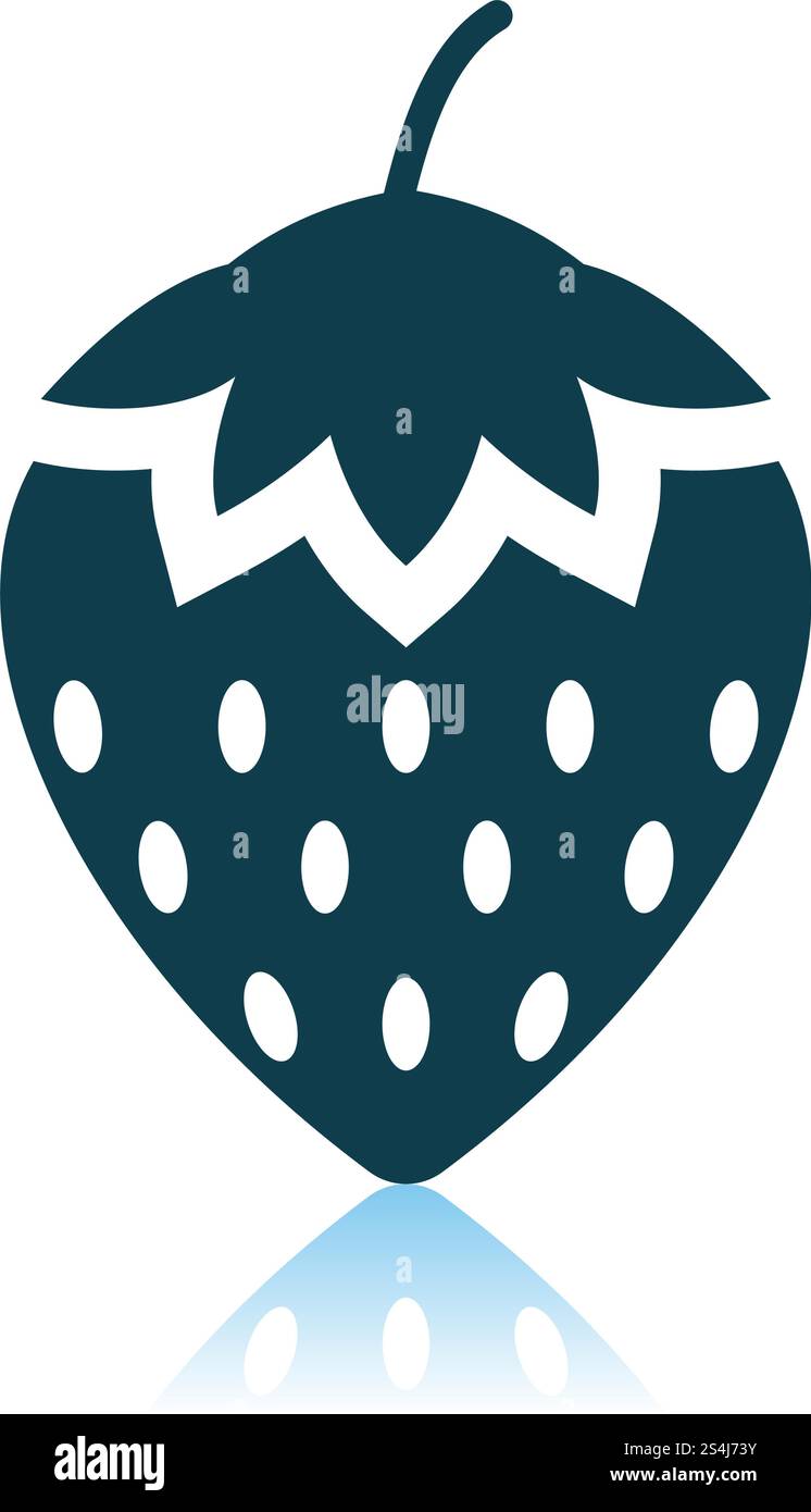 Strawberry Icon On Gray Background. Shadow Reflection Design. Vector ...