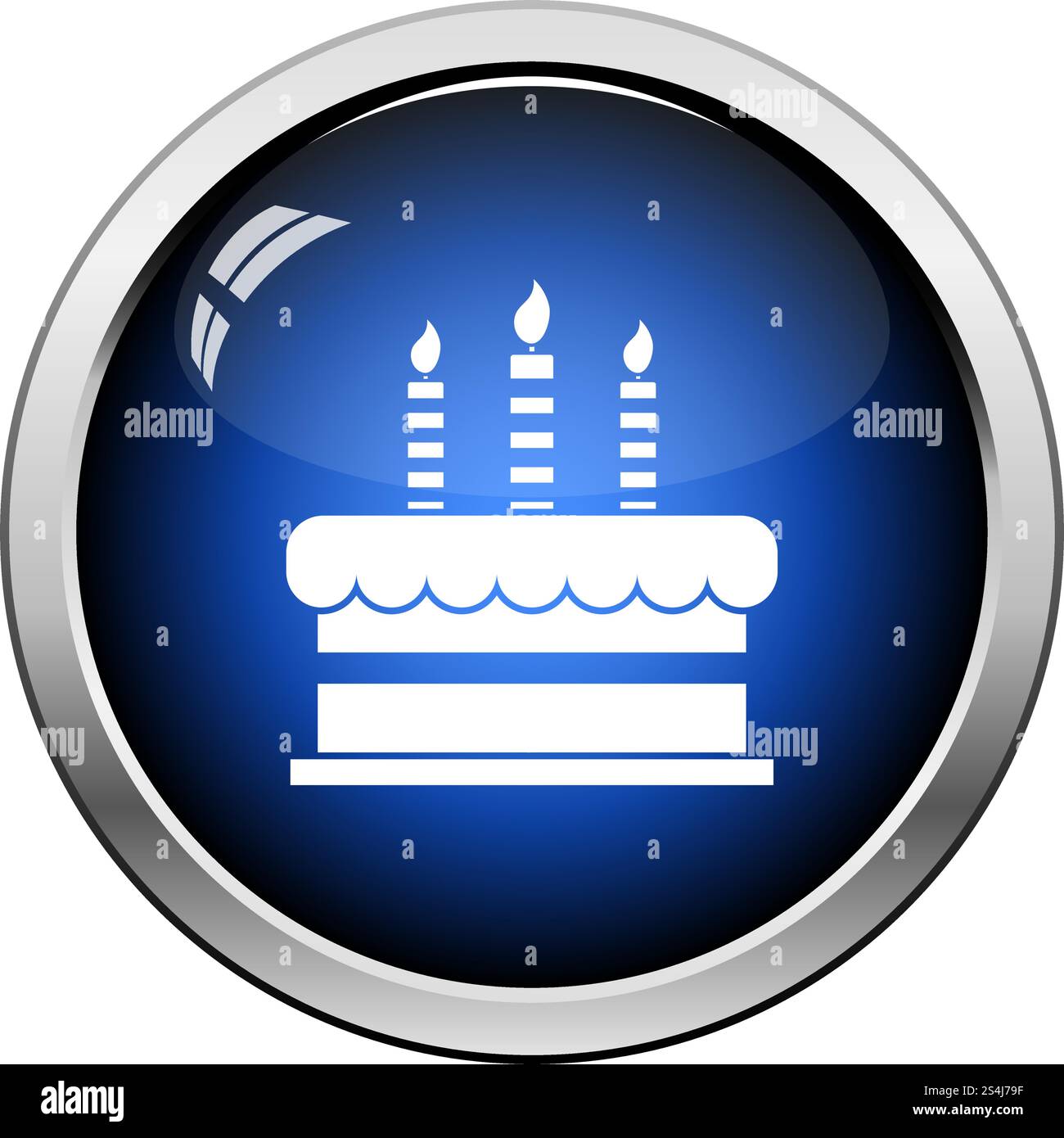Party Cake Icon. Glossy Button Design. Vector Illustration Stock Vector ...