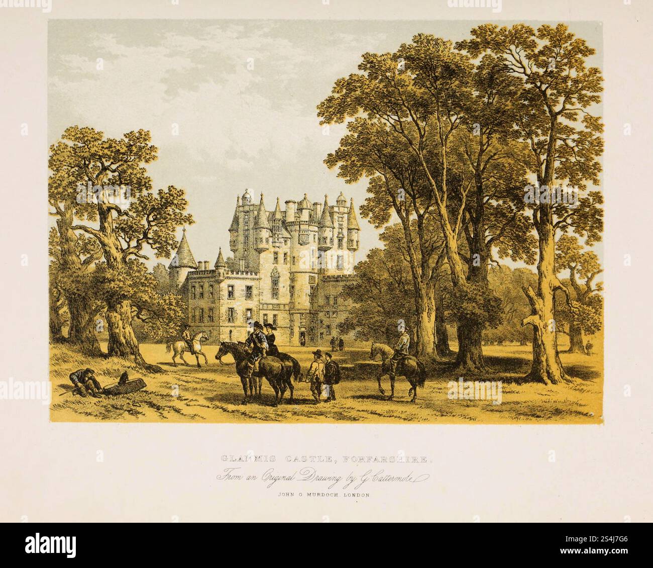 Glammis Castle, Forfarshire, After A Drawing By Cattermol . Vintage ...
