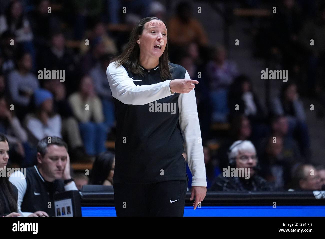 Purdue head coach Katie Gearlds gestures in the first half of an NCAA ...