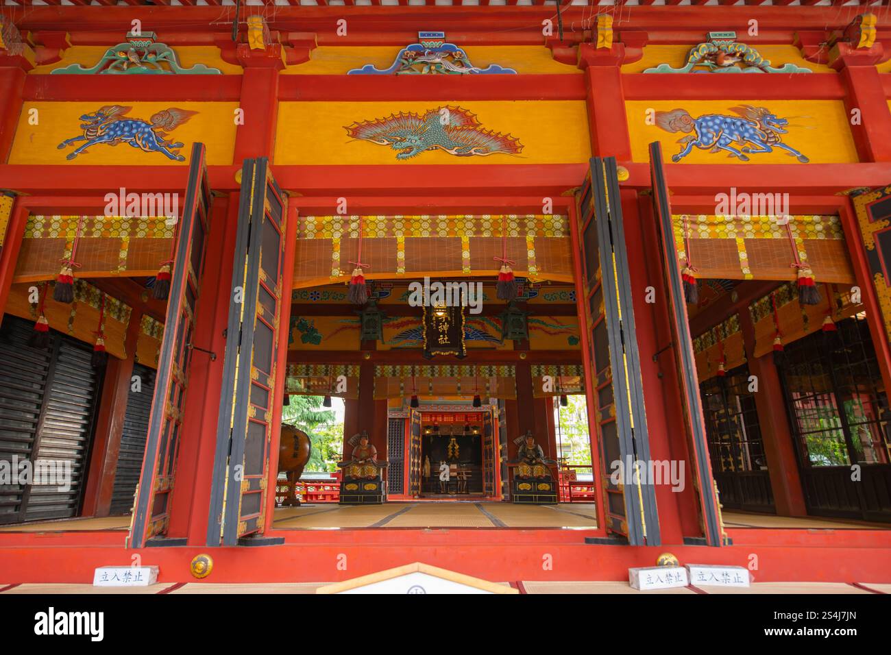 Interior of Asakusa Shrine. Asakusa Shrine is a Shinto shrine at Senso Ji Temple at Asakusa in ...