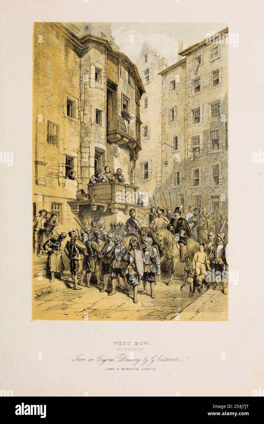 West Bow, Edinburgh; After Cattermole. Vintage Lithograph illustration ...