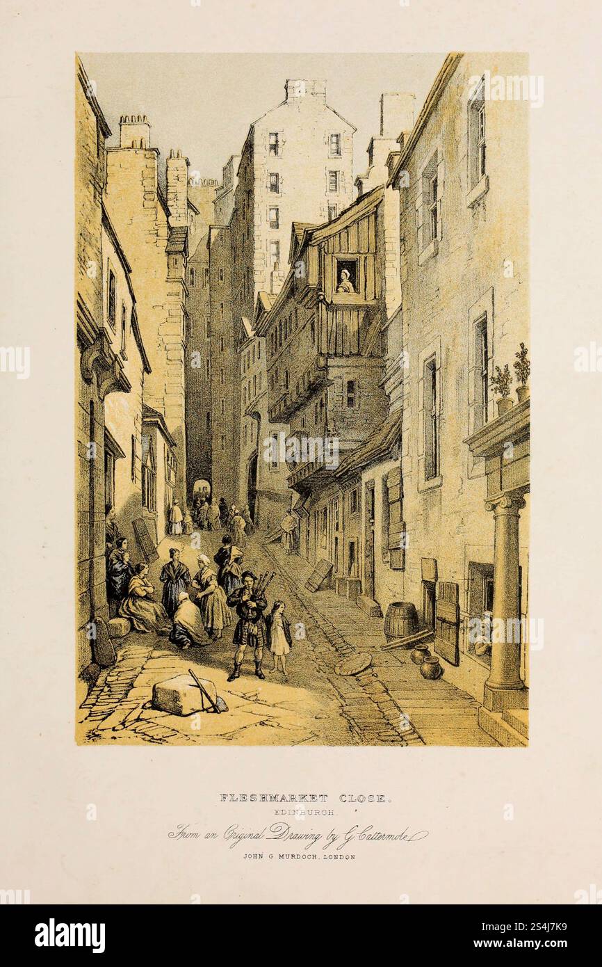 Fleshmarket Close , Edinburgh; After Cattermole. . Vintage Lithograph ...