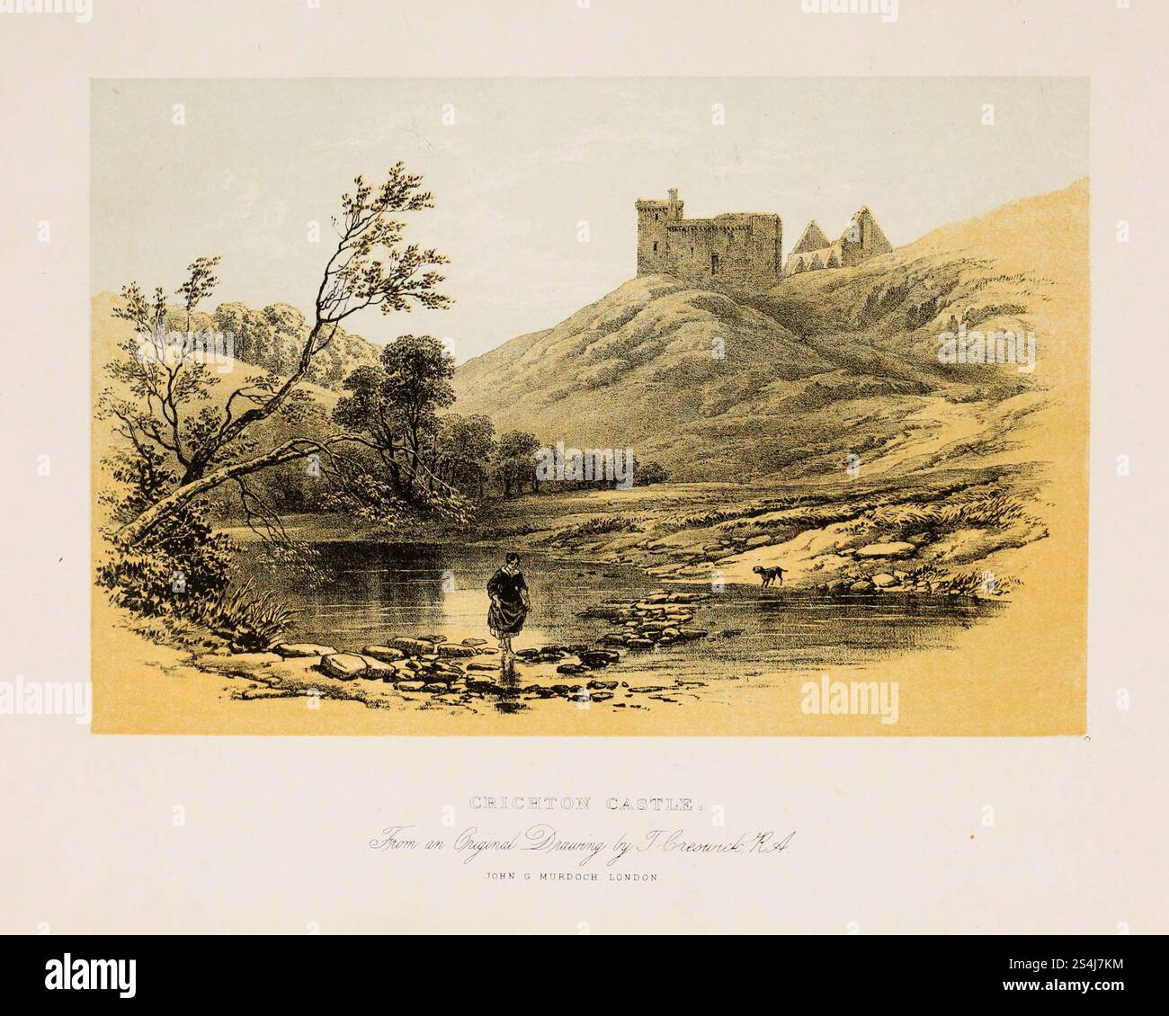 Crichton Castle ; After Creswick. Vintage Lithograph illustration of ...