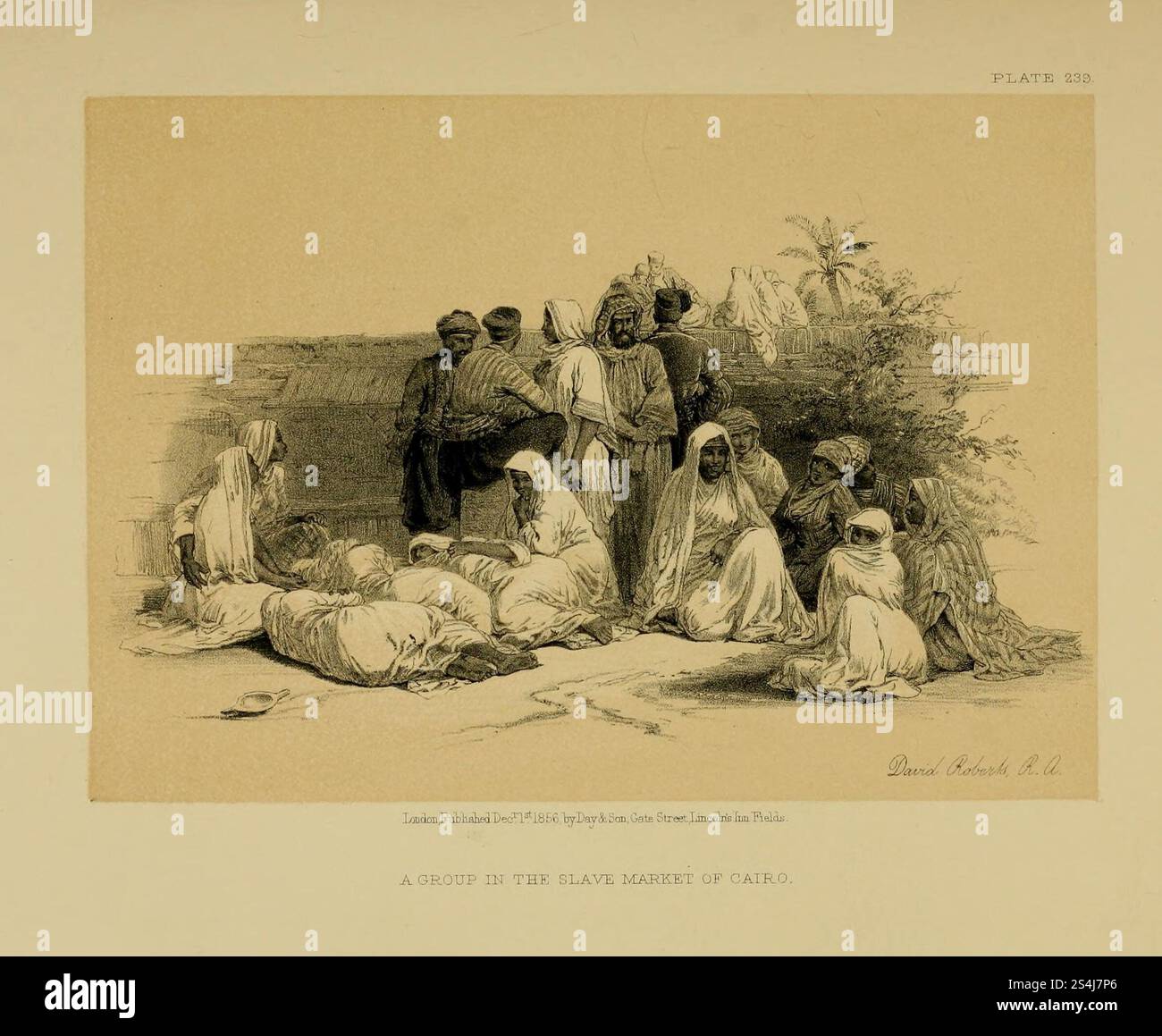 Grouo in the Slave Market of Cairo, Egypt. Vintage lithography. Images ...