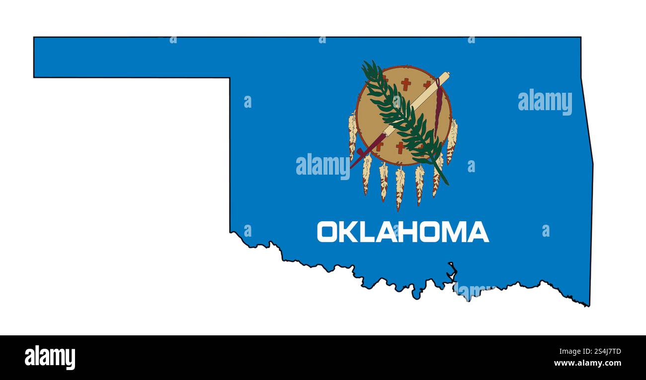 Oklahoma flag with the border outline Stock Photo - Alamy