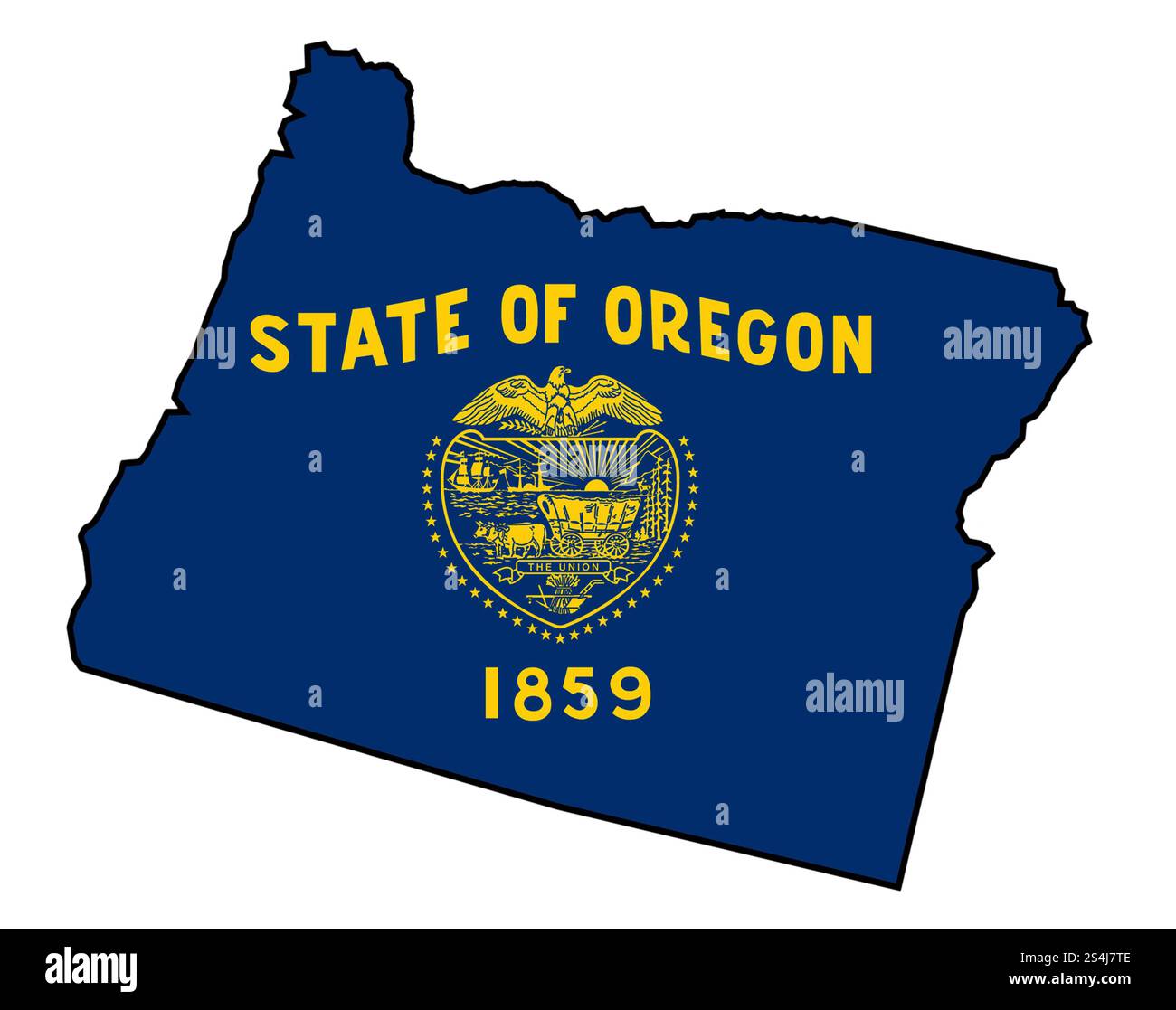Oregon flag with the border outline Stock Photo - Alamy