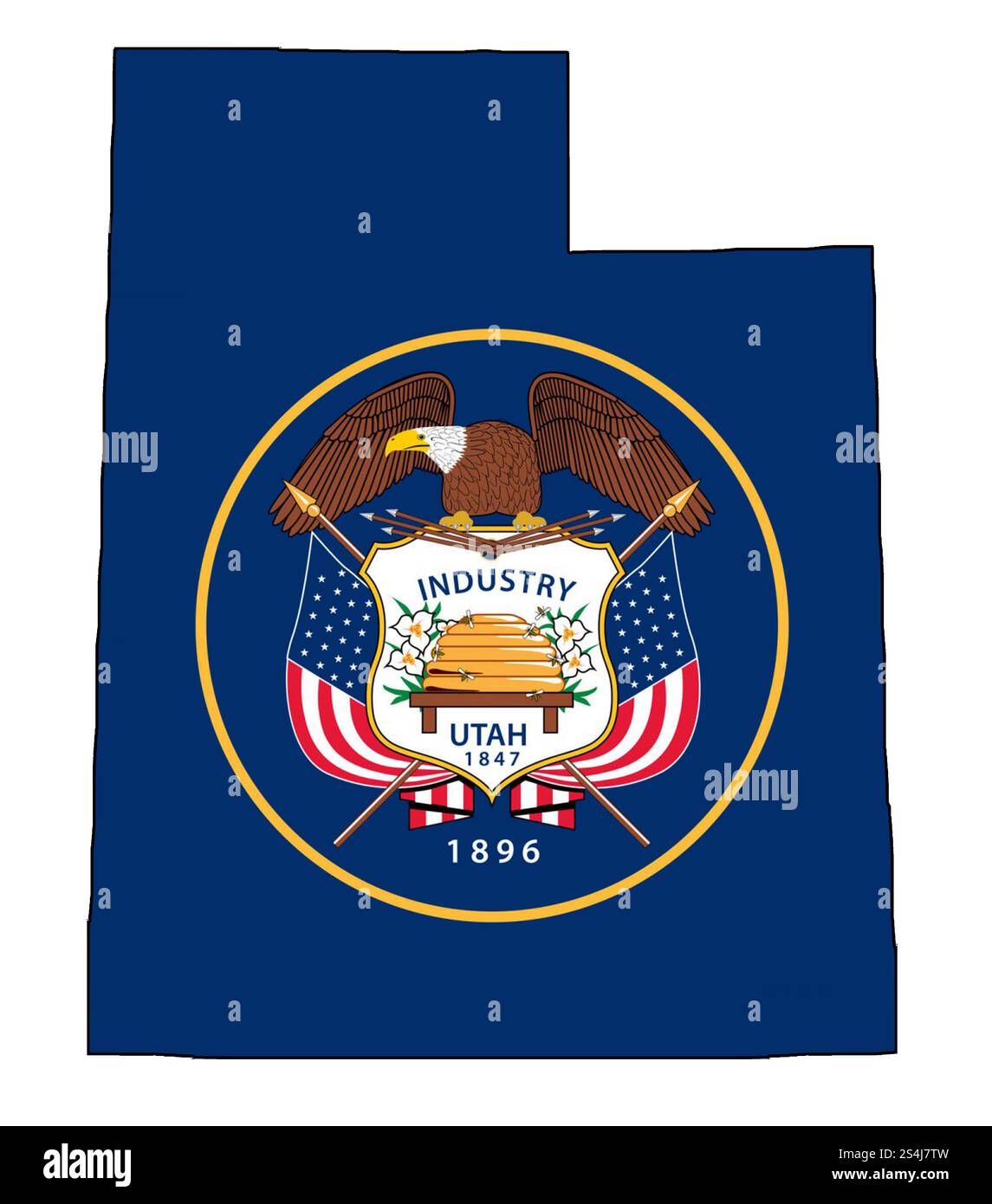 Utah flag with the border outline Stock Photo - Alamy