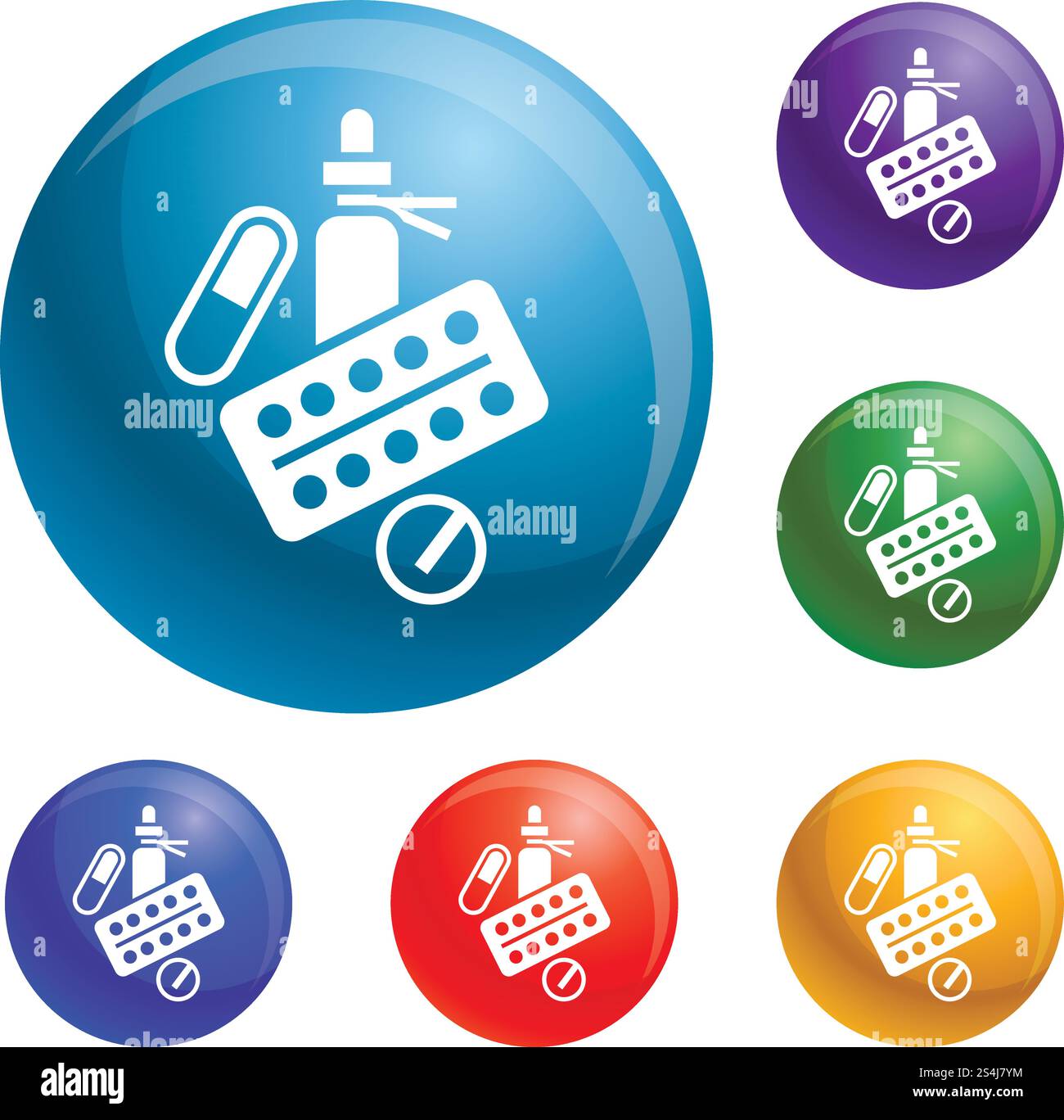 Medical spray icons set vector 6 color isolated on white background ...