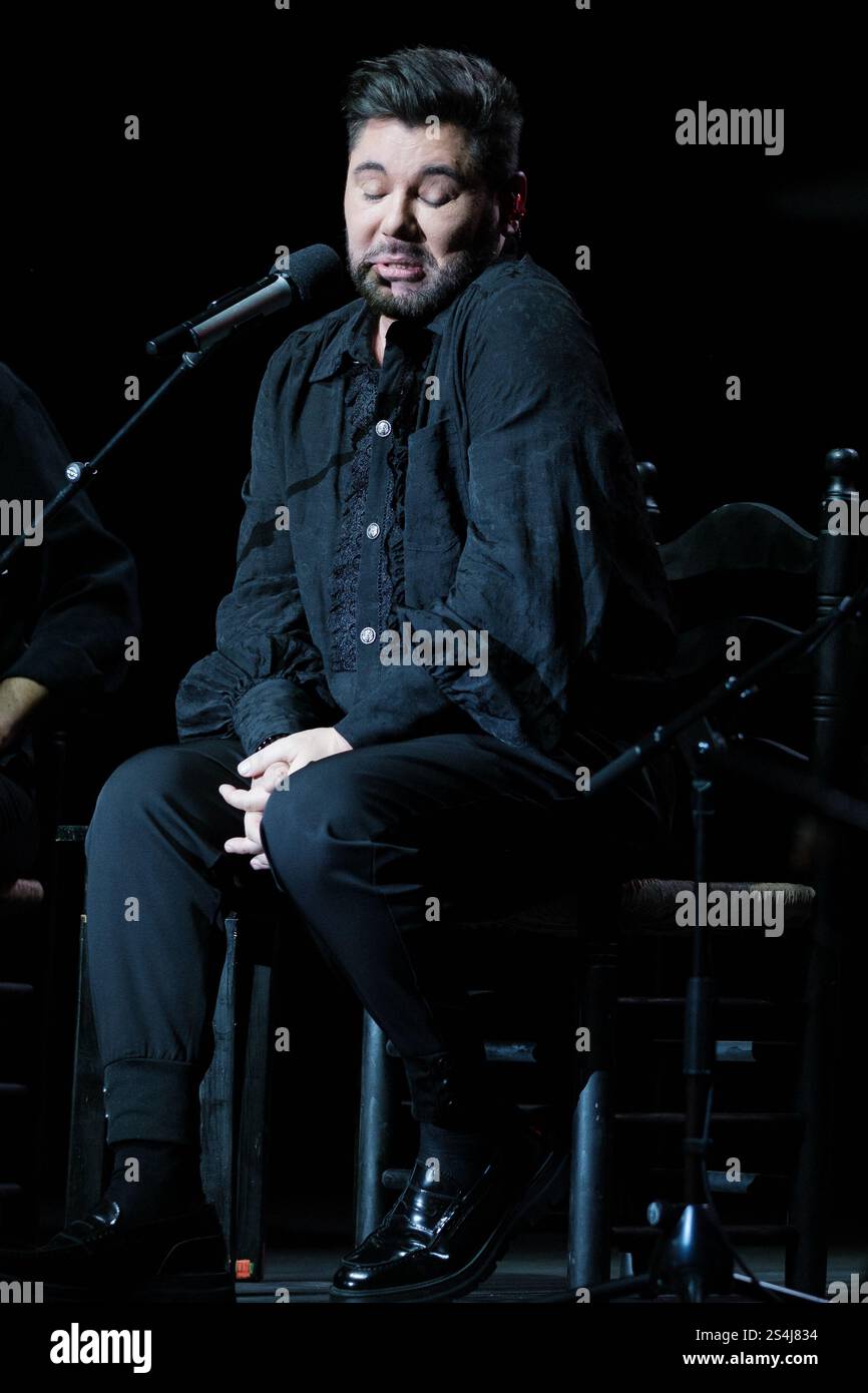 Madrid, Spain. 12th Jan, 2025. The singer Miguel Poveda actua during a ...