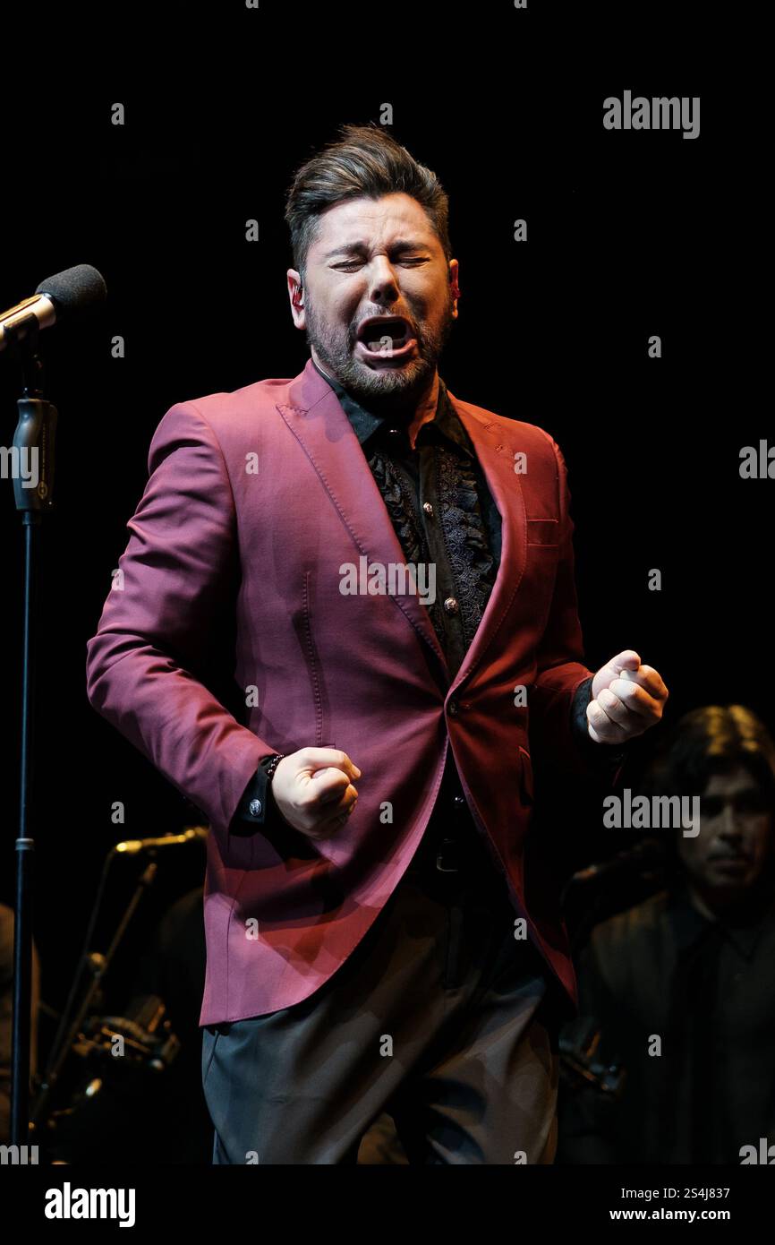 Madrid, Spain. 12th Jan, 2025. The singer Miguel Poveda actua during a ...
