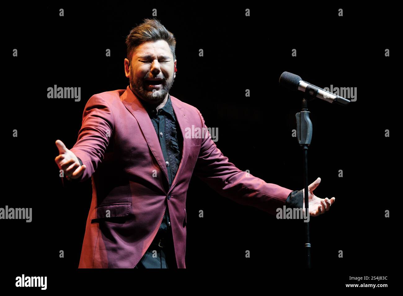 Madrid, Spain. 12th Jan, 2025. The singer Miguel Poveda actua during a ...