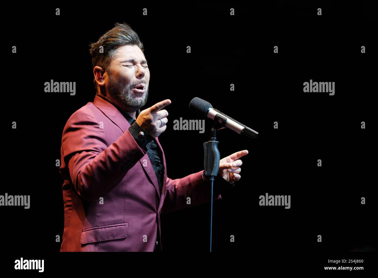 Madrid, Spain. 12th Jan, 2025. The singer Miguel Poveda actua during a ...