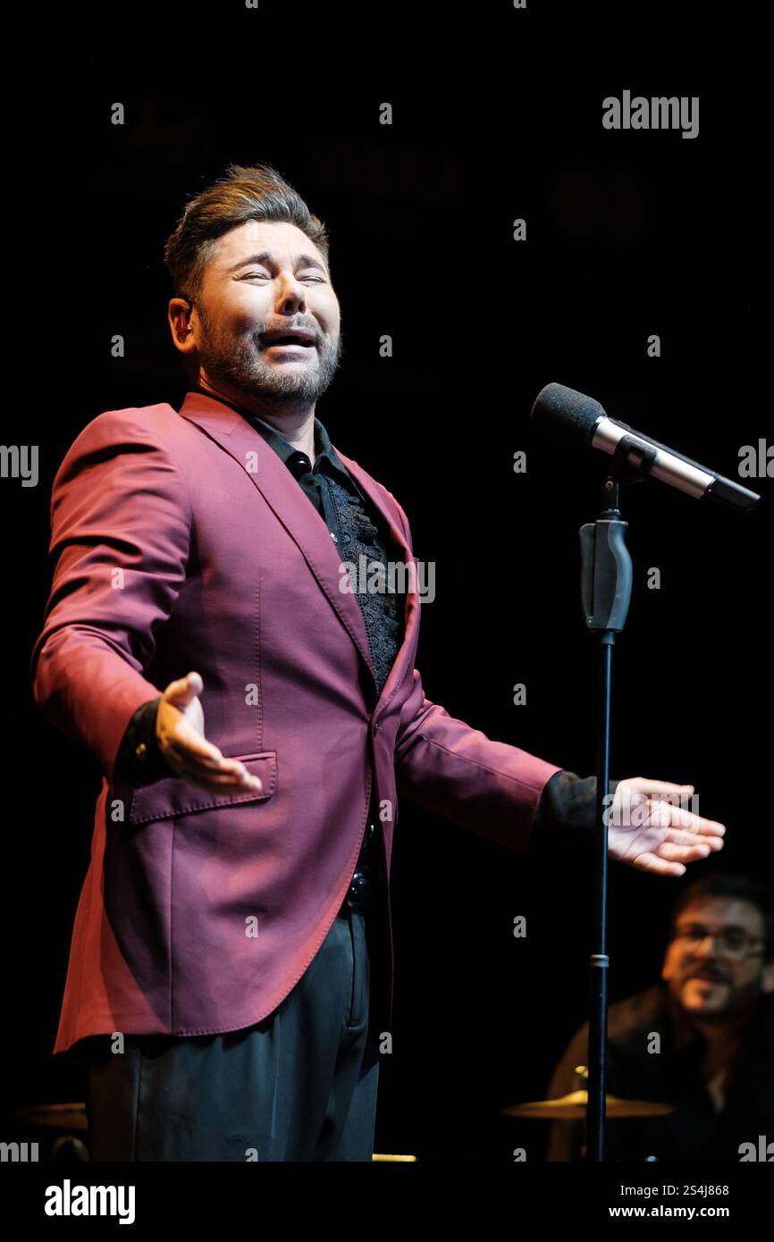 Madrid, Spain. 12th Jan, 2025. The singer Miguel Poveda actua during a ...