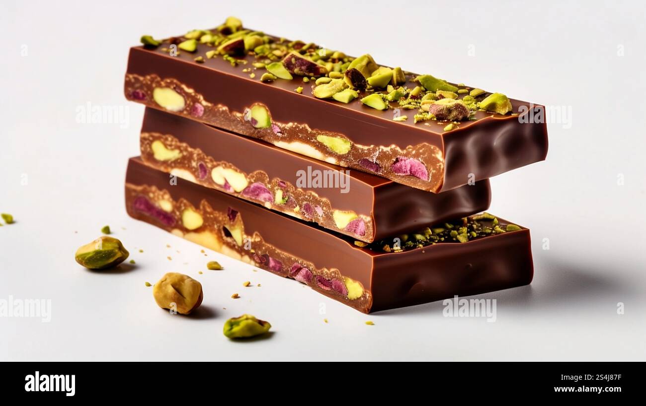 Collection of chocolate bars, top view, arranged neatly on a surface ...