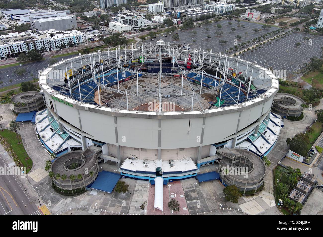 A general overall aerial view of Tropicana Field and stadium dome ...
