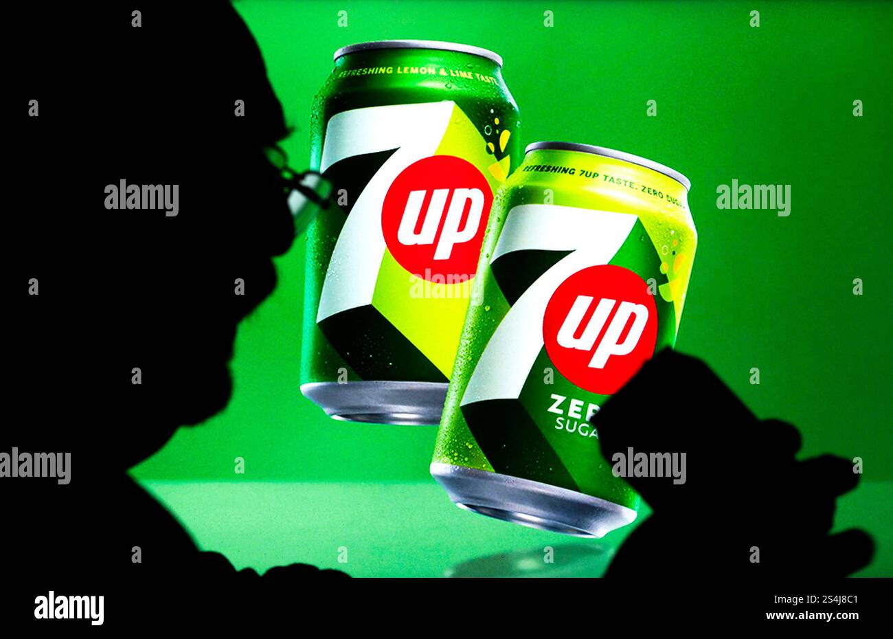 In this photo illustration, a Seven Up logo seen displayed on a monitor ...
