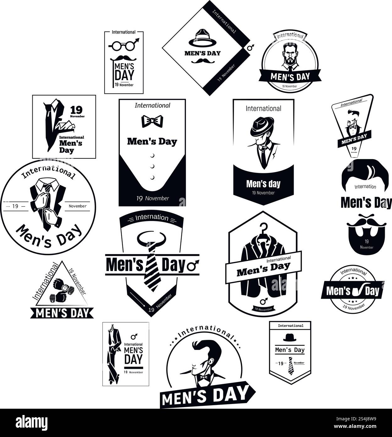 November mens day logo set. Simple set of november mens day vector logo ...
