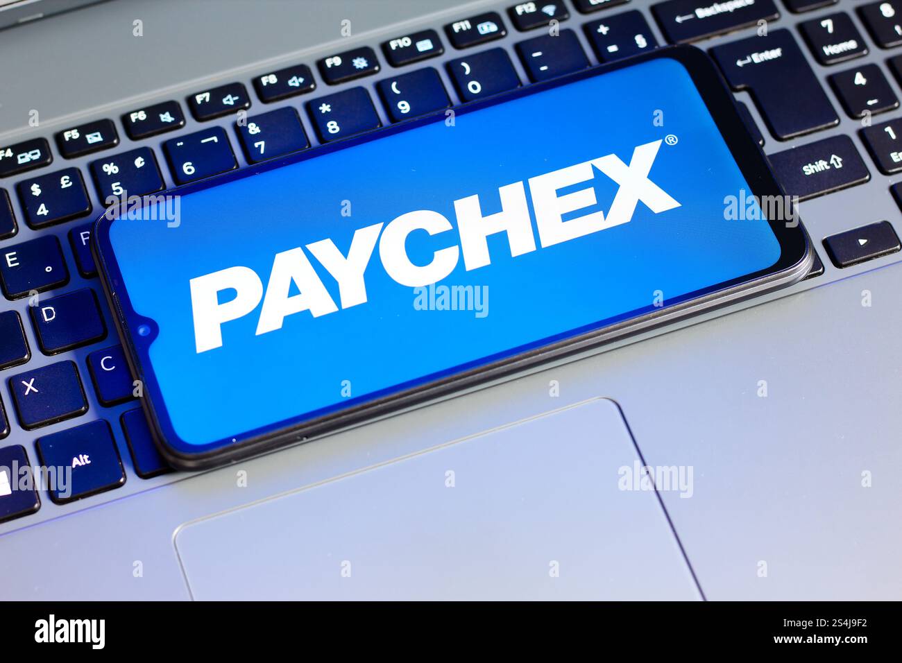 Canada. 12th Jan, 2025. In this photo illustration, the Paychex logo is ...