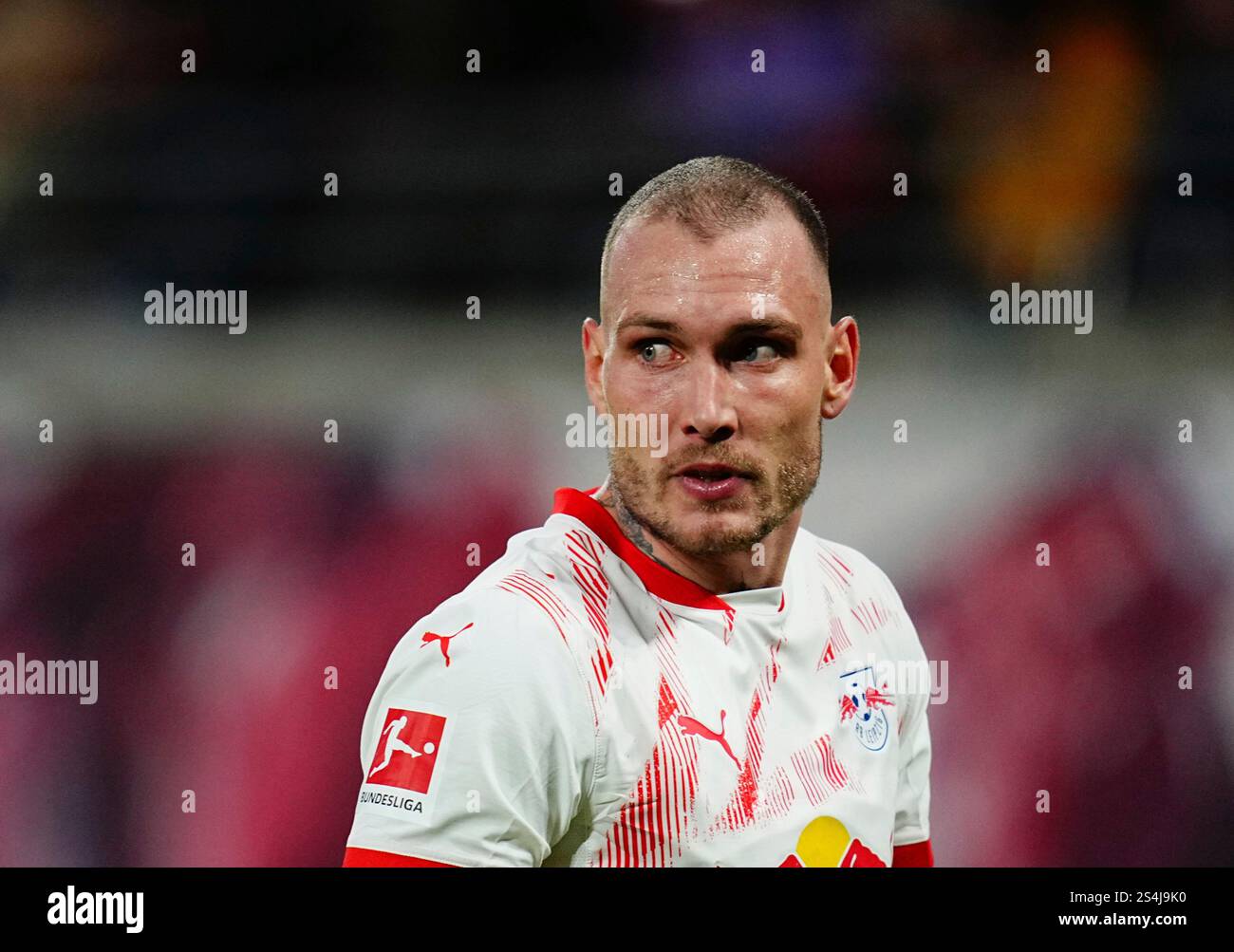 January 12 2025: David Raum of RB Leipzig looks on during a 1 ...