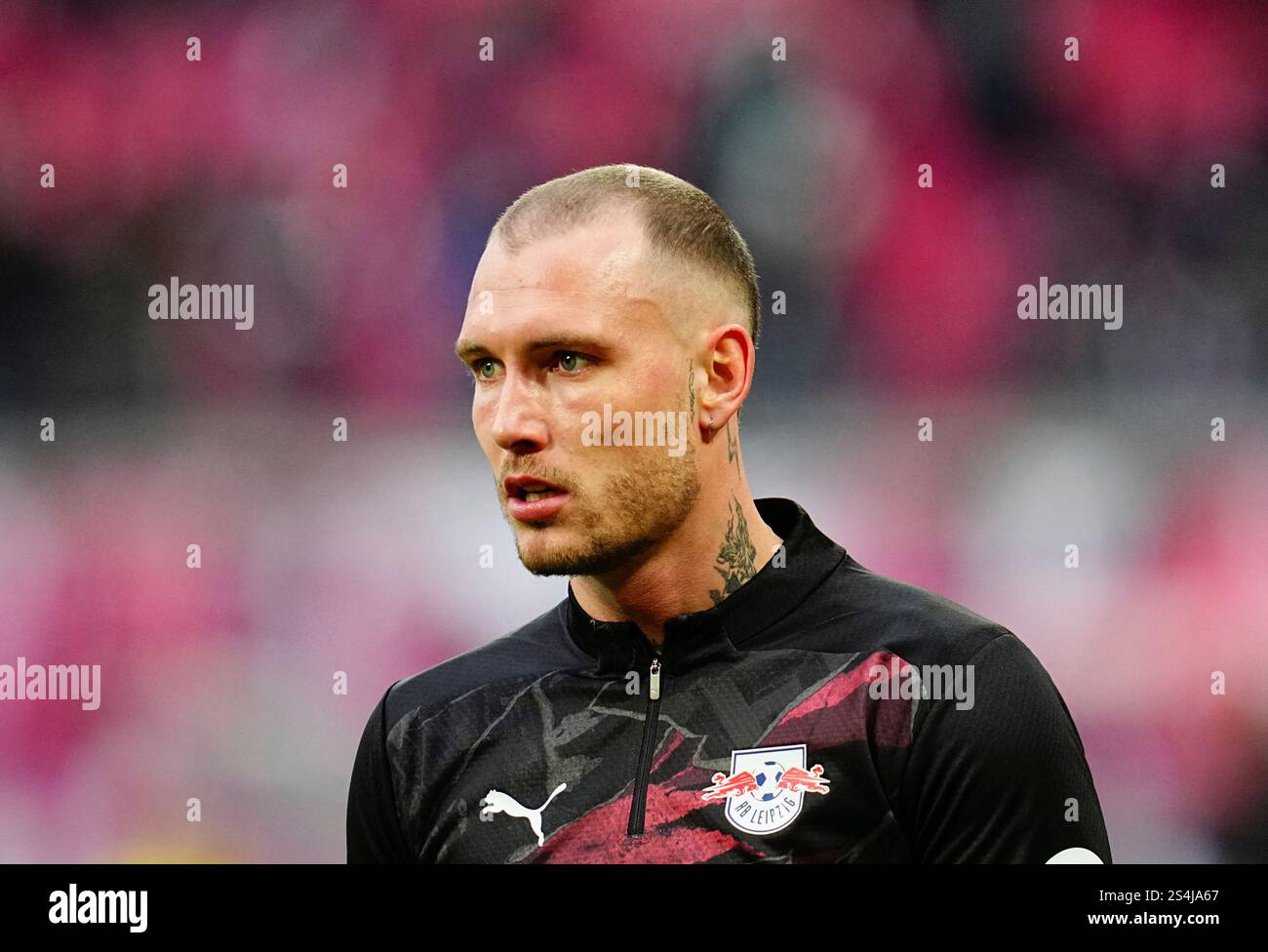 January 12 2025: David Raum of RB Leipzig looks on during a 1 ...