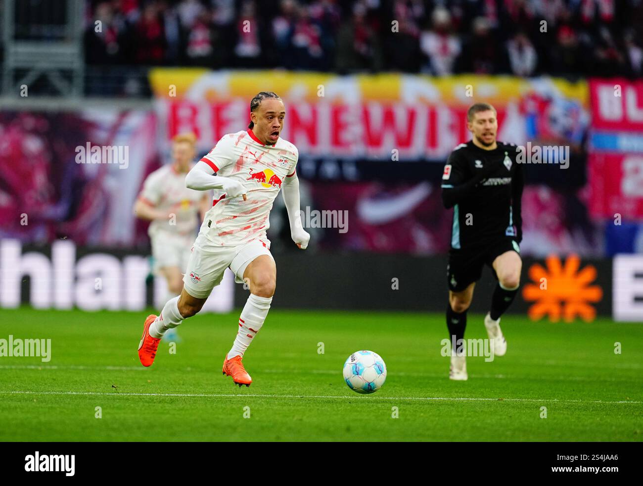 Red Bull Arena, Leipzig, Germany. 12th Jan, 2025. Xavi Simons of RB Leipzig controls the ball ...