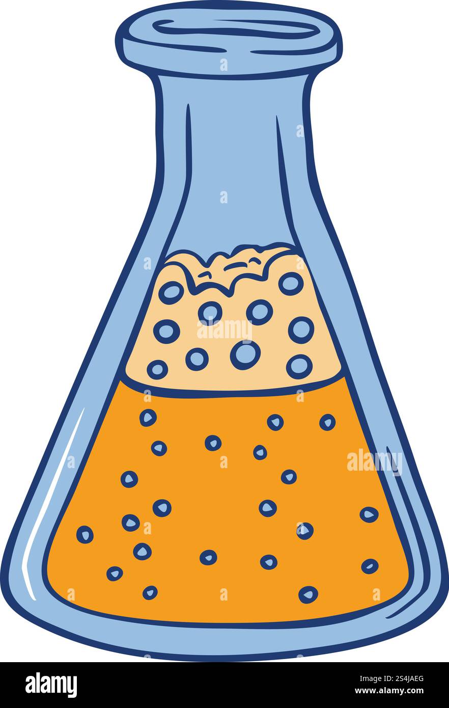 Orange flask icon. Hand drawn illustration of orange flask vector icon ...