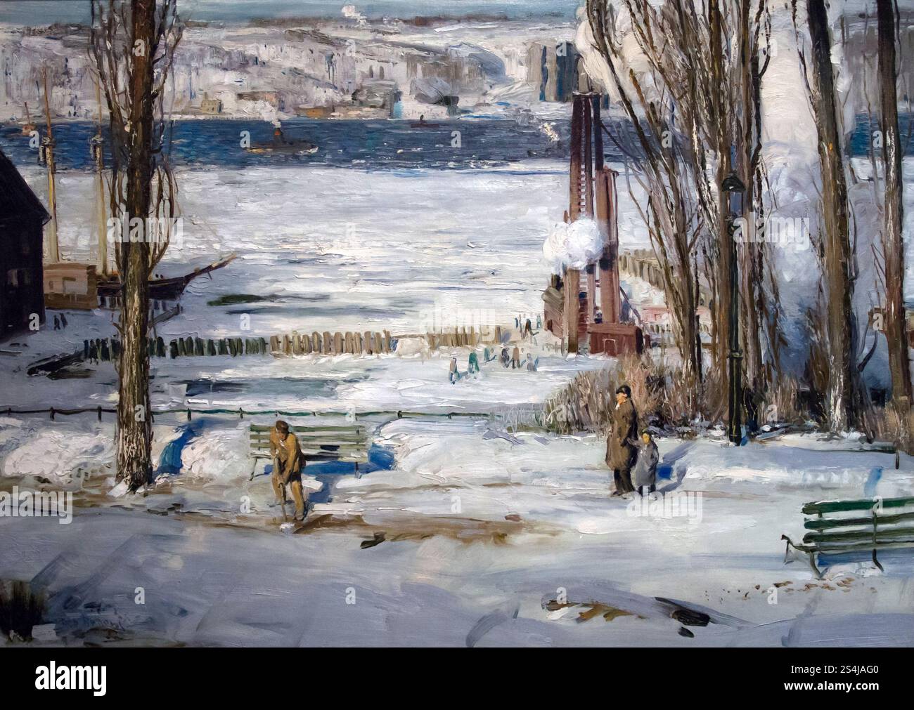 A Morning Snow Hudson River (1910) Painting by George Bellows Stock ...