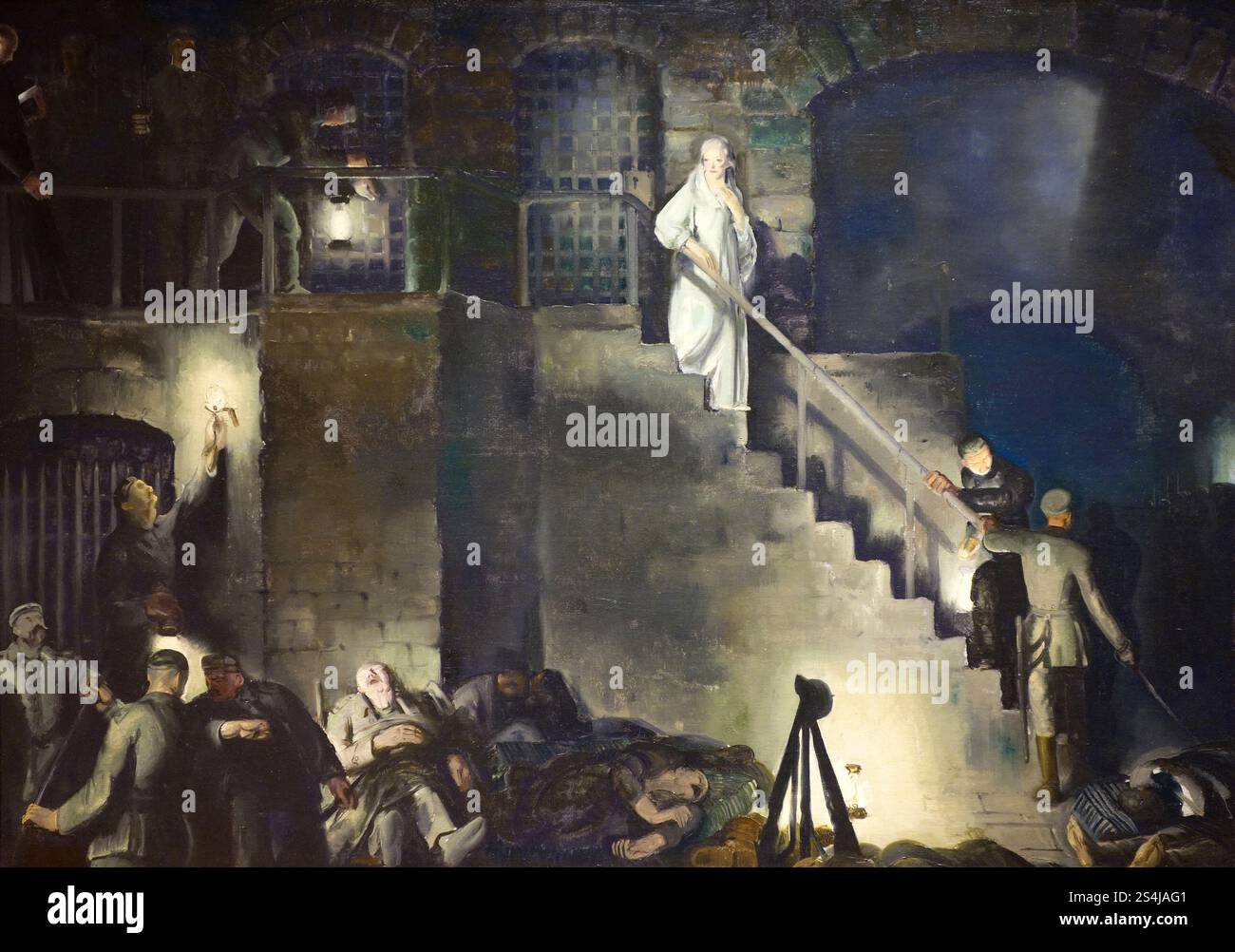 Edith Cavell, (1918), Painting by George Bellows. Edith Cavell pausing ...