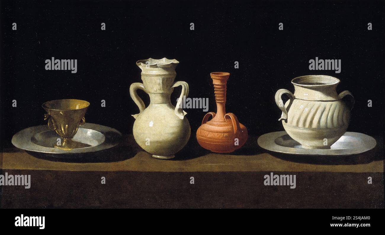 Still Life with Pots, 1650, Painting by Francisco de Zurbarán Stock ...