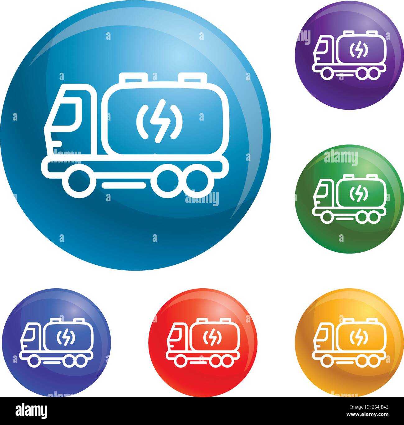 Truck energy icons set vector 6 color isolated on white background ...